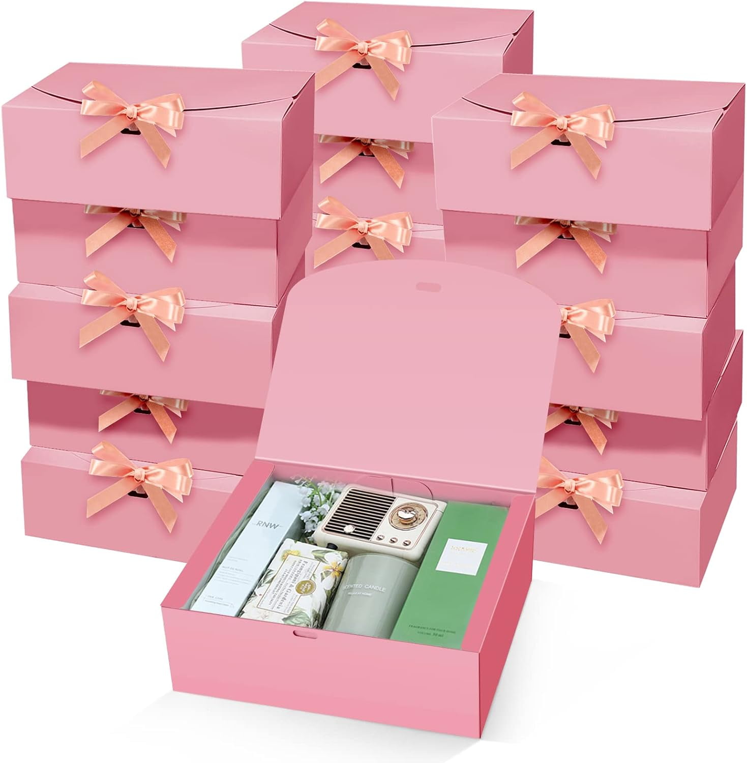 15 PCs Gift Boxes with Lids, Pink 10X8X4 Inch Gift Boxes, Bridesmaid ...