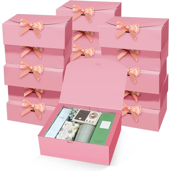 15 PCs Gift Boxes with Lids, Pink 10X8X4 Inch Gift Boxes, Bridesmaid ...