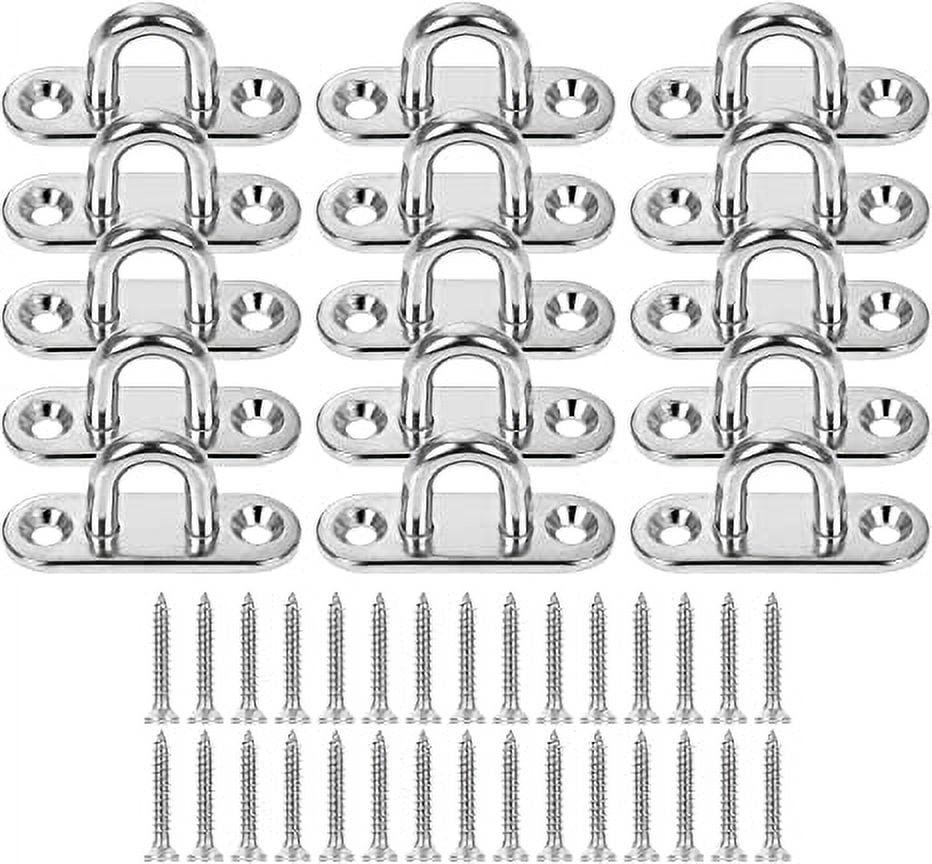 15 Pack 1.8 inch Stainless Steel Ceiling Hook Pad Eye Plate M5 Oblong ...