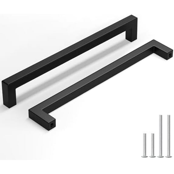 15 Pack 10-1/16 Inch Black Cabinet Pulls Matte Black Square Bar Cabinet ...