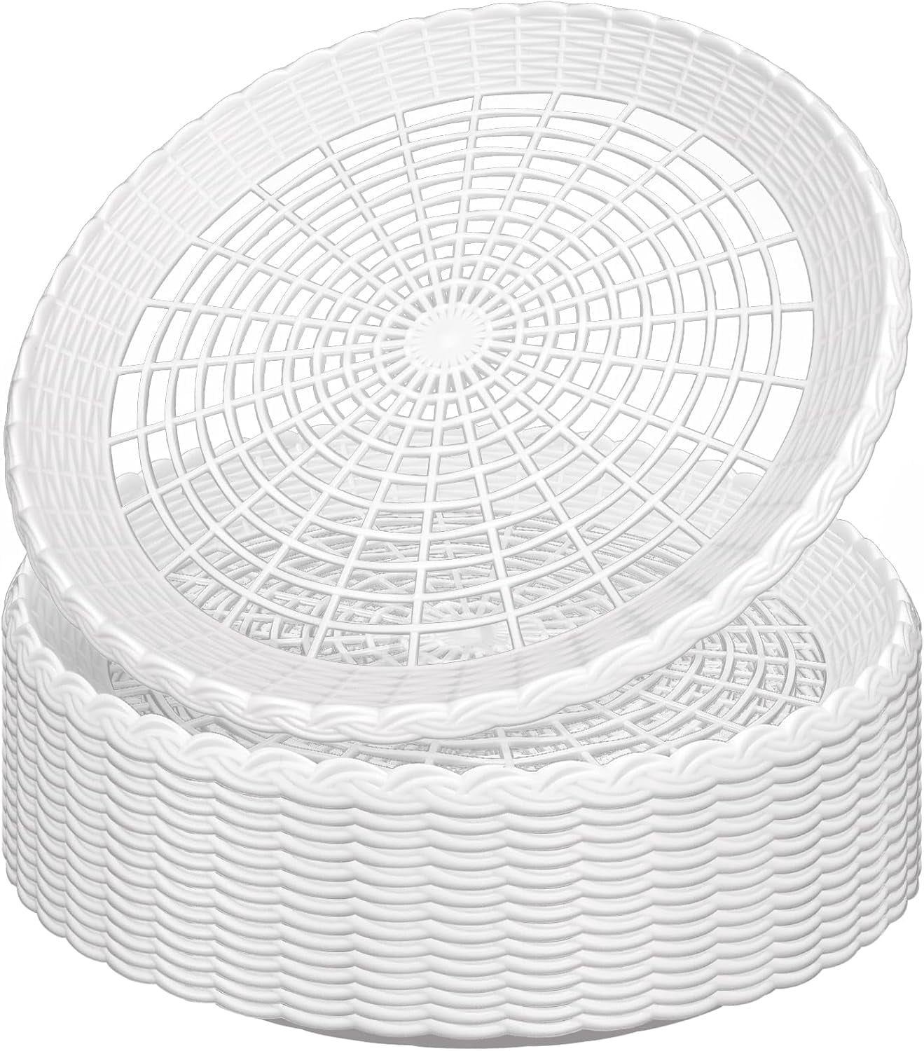 15 Pack 10'' White Plastic Paper Plate Holders - Hollow, Imitation ...