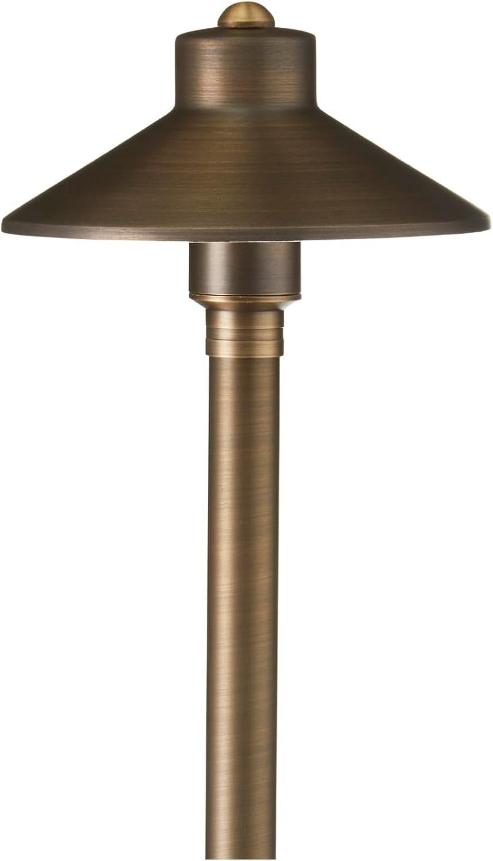15-Pack 12V Cast Brass Flat Hat Path Lights (7" Shade, 24" Tall) with ...