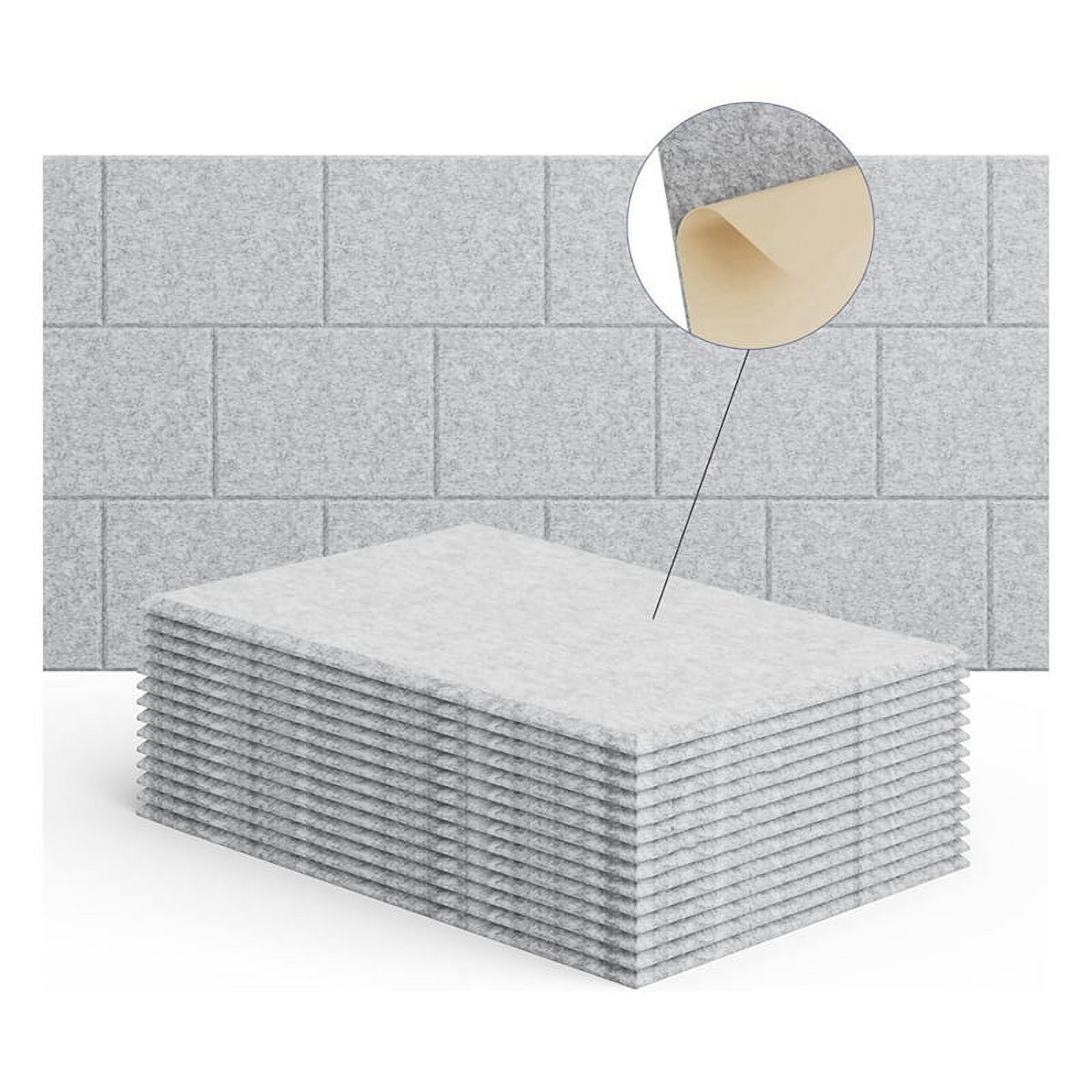 15 Pack 12x8x4 inch Acoustic Wall Panels, Self-Adhesive silver gray ...