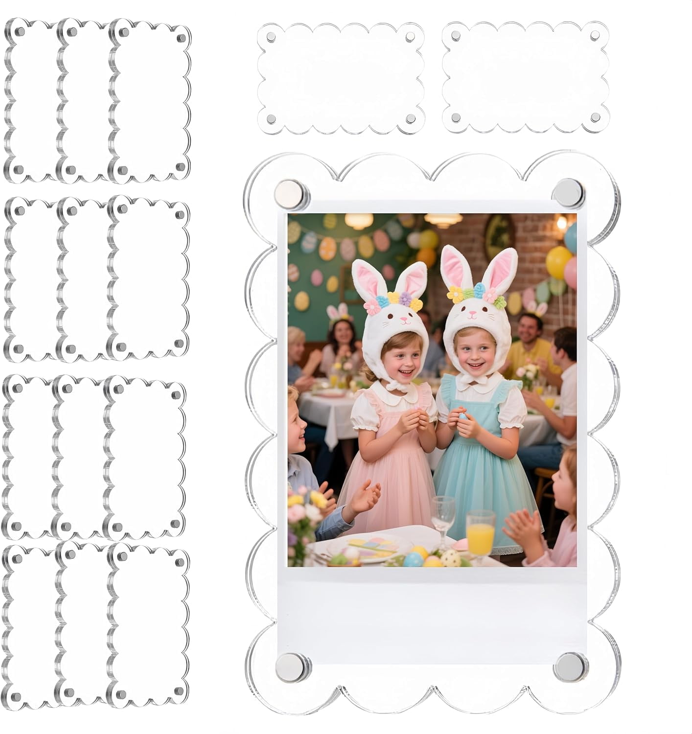 15 Pack 2.36 x 3.54 Inch Acrylic Fridge Magnetic Frame Scalloped ...