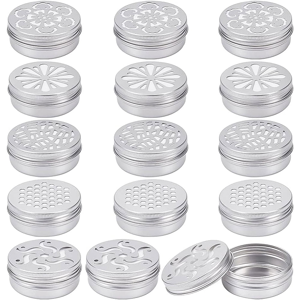 15 Pack 2 oz Aluminium Tins with Hollow Lid 5Style Refillable Screw Lid ...