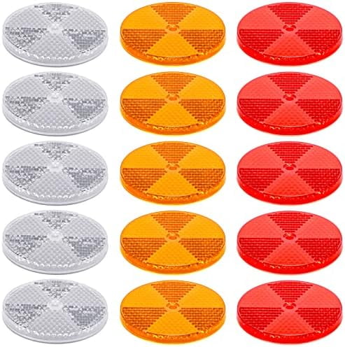 15 Pack 3.165 Inch Front Round Reflector for Driveway Fence Gate Posts ...