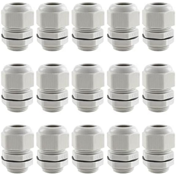 15 Pack 3/4'' NPT Cable Gland Connector Waterproof IP68 Strain Relief Nylon Cord Connectors ...