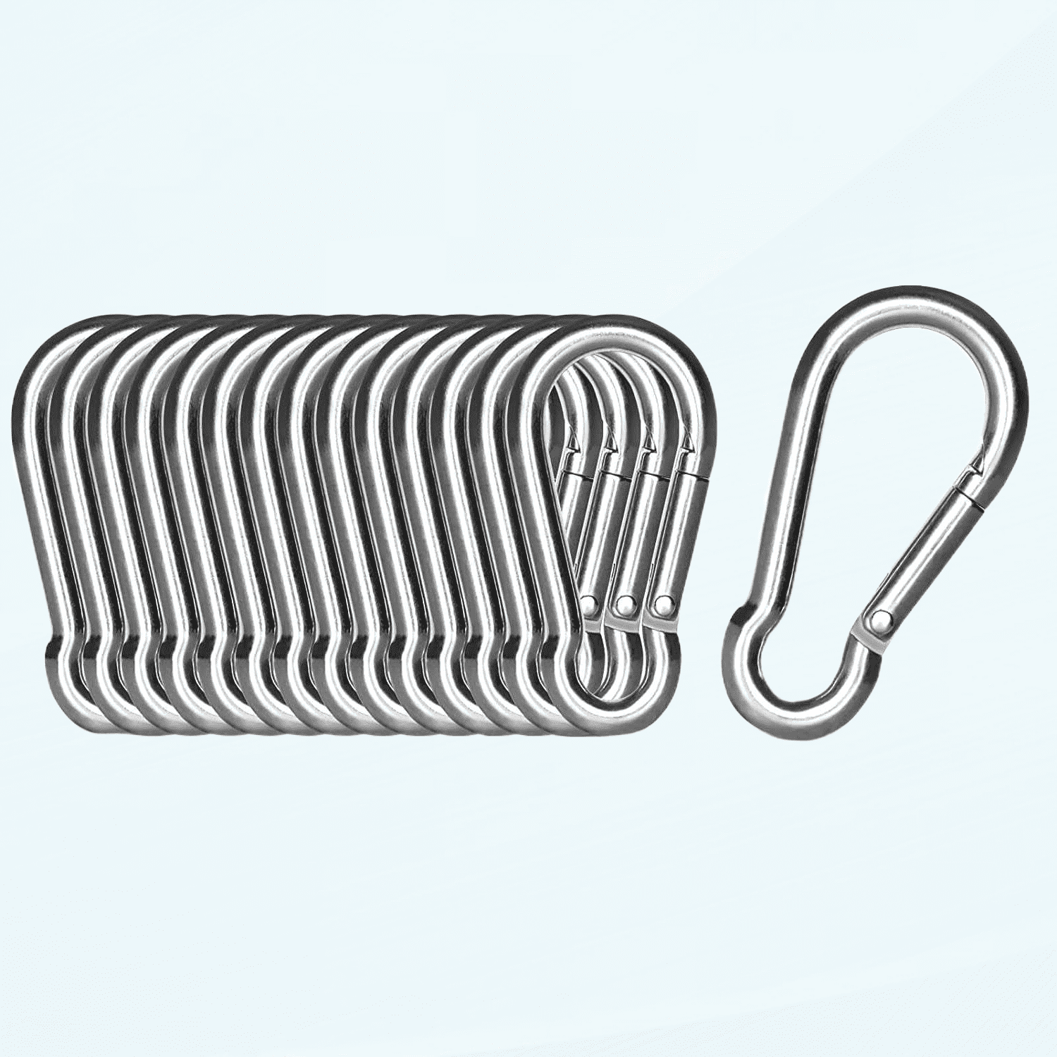 15 Pack 304 Stainless Steel Carabiner Clip, 1.57 inch Heavy Duty Spring ...