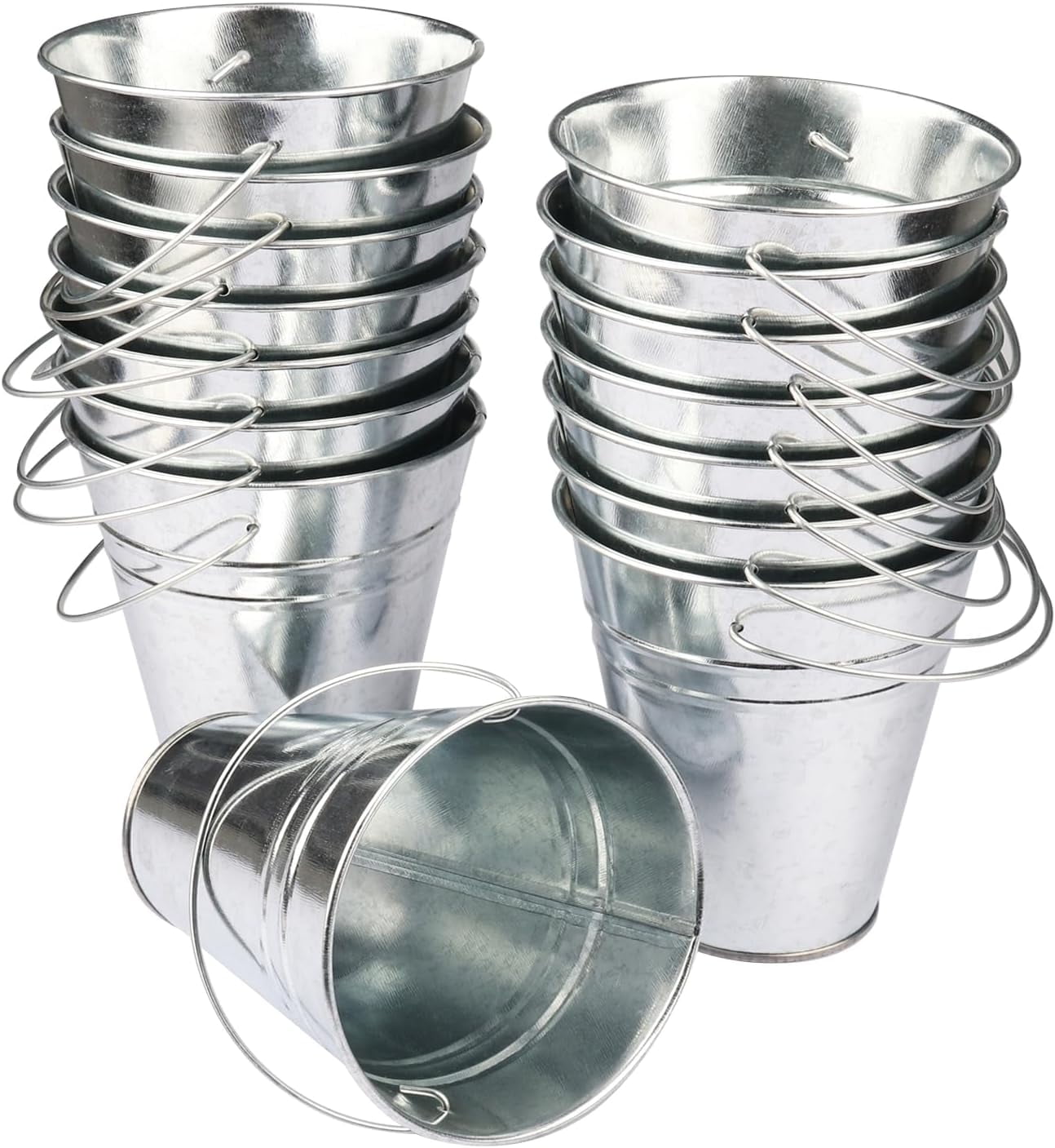 15 Pack 4.5 Inch Mini Metal Buckets, Metal Buckets with Handle, Easter ...