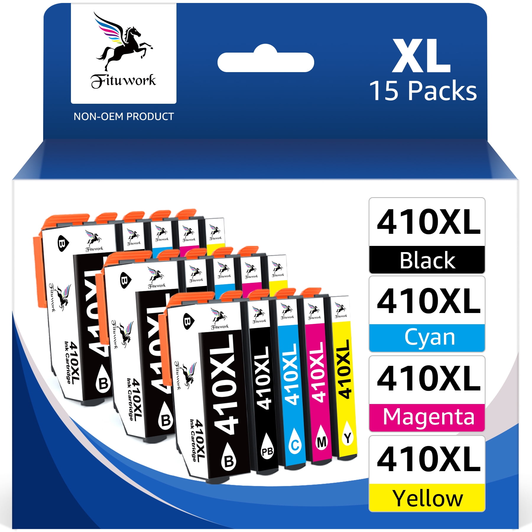 15-Pack 410XL Ink Cartridge Replacement for Epson 410XL 410 XL T410XL ...