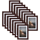 15 Pack Red Mahogany MDF Frame for Gallery Photo Wall, 4x6 Picture ...