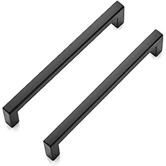 15 Pack 5 Inch Hole Center Solid Slim Square Pulls Matte Black Kitchen ...