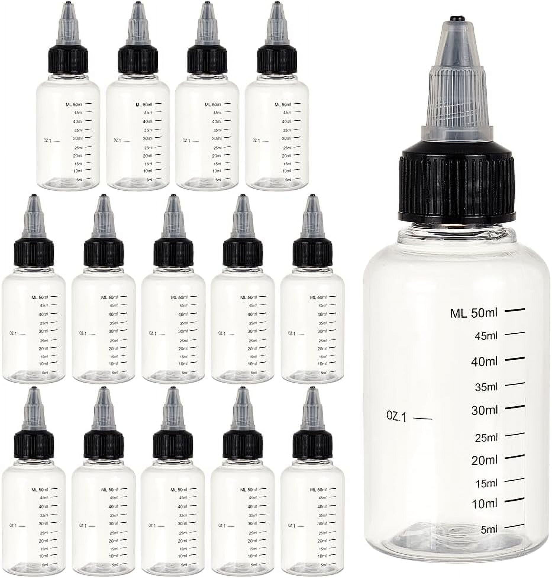 15 Pack 50ml Transparent Plastic Dispensing Bottle with Twist Cap and ...
