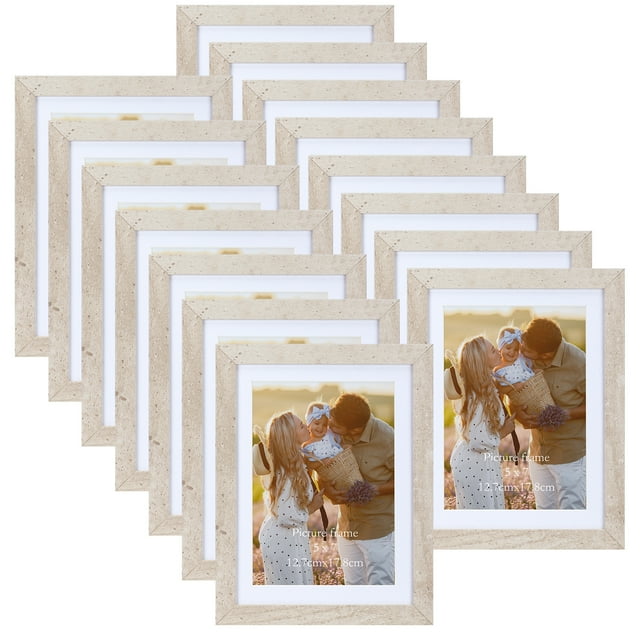 15 Pack 5x7 Picture Frames with Mat ,Rustic Multi Gray 6 by 8 Photo ...