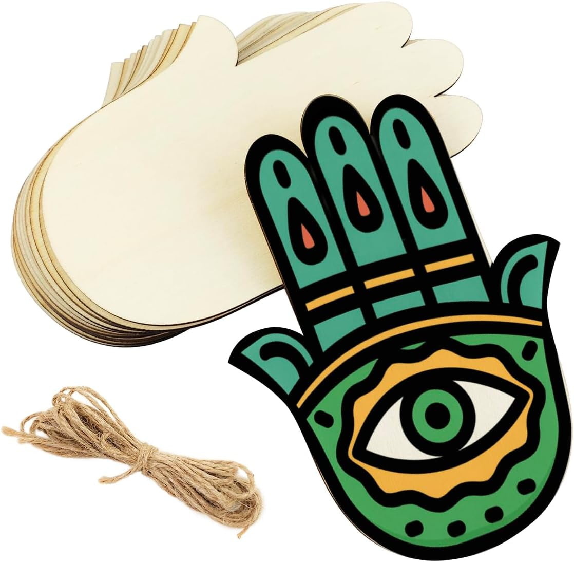 15 Pack 6 Inch Wood Hamsa Hand Cutouts Unfinished Wood Hamsa Hand ...