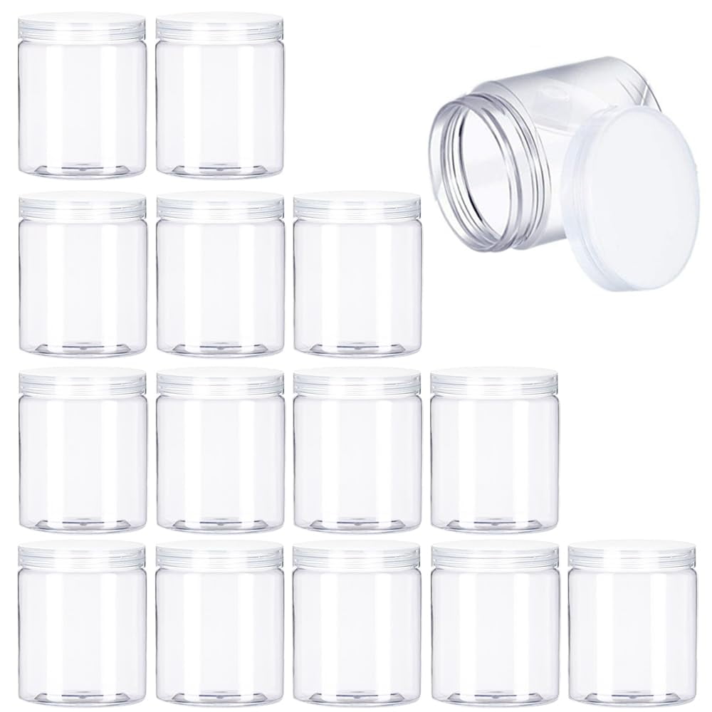 15 Pack 6oz Clear Plastic Jars Wide-mouth Storage Containers,Refillable ...
