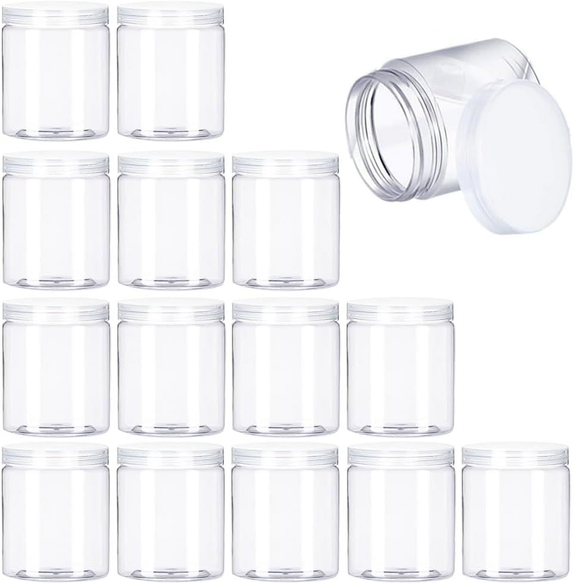 15 Pack 6oz Clear Plastic Jars Wide-mouth Storage Containers,Refillable ...