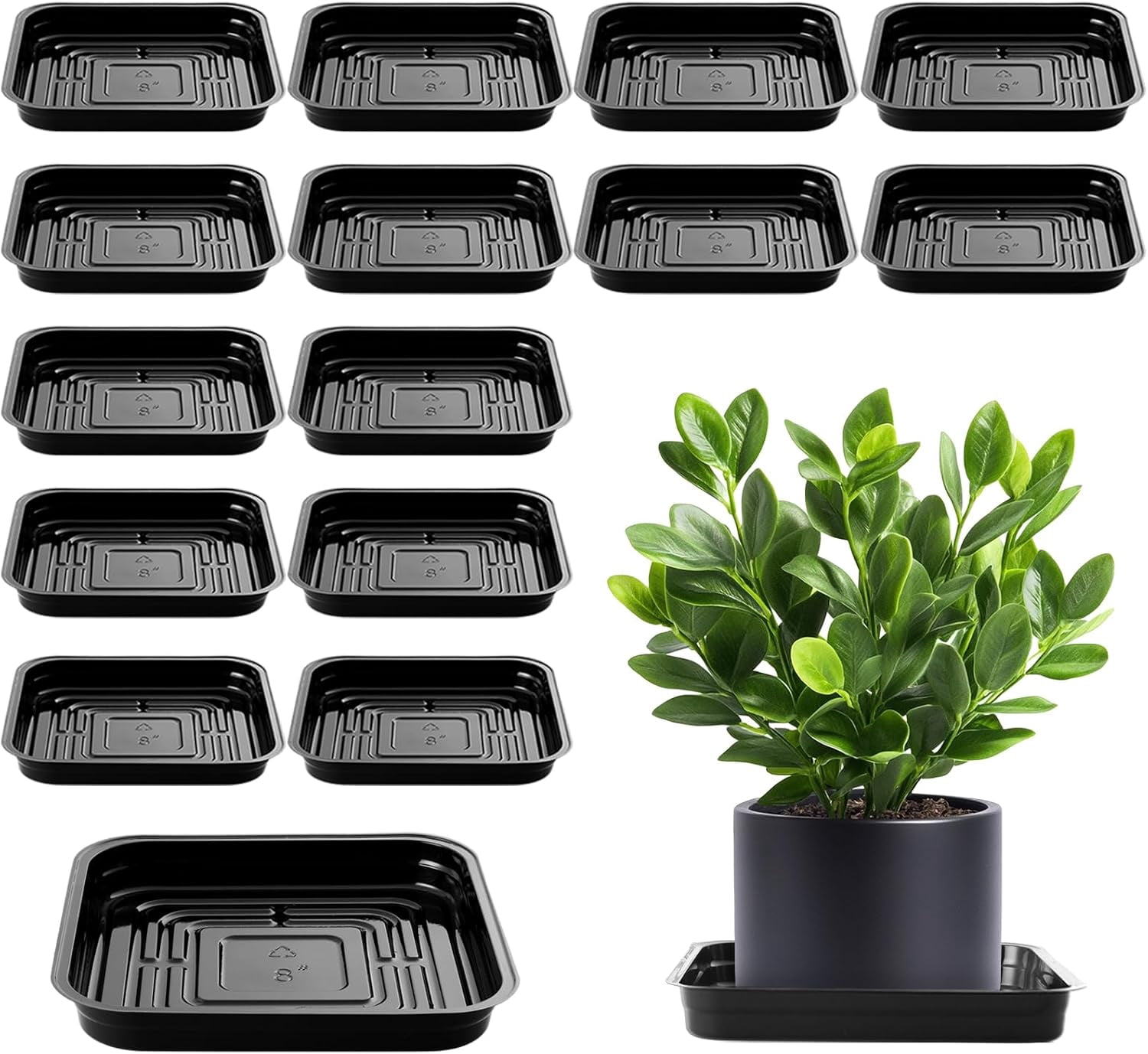 15 Pack 8 Inch Plant Saucer Plant Trays for Pots Square Plant Pot ...