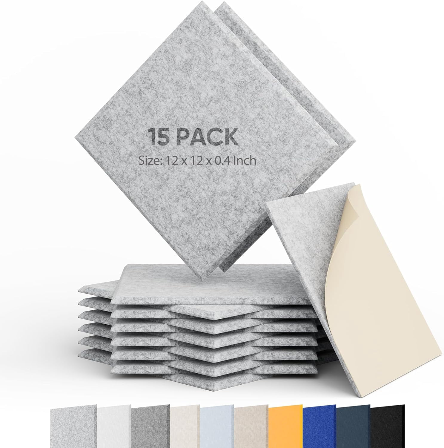 15 Pack Acoustic Panels Self Adhesive Sound Proof Foam Panels, 12x12x0 ...