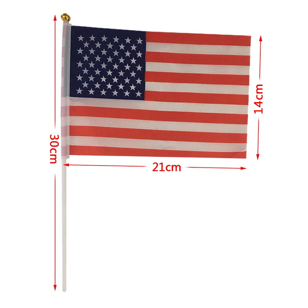 15 Pack American Flags on Stick, 12x8 Inch Bulk US Hand Held Wooden ...