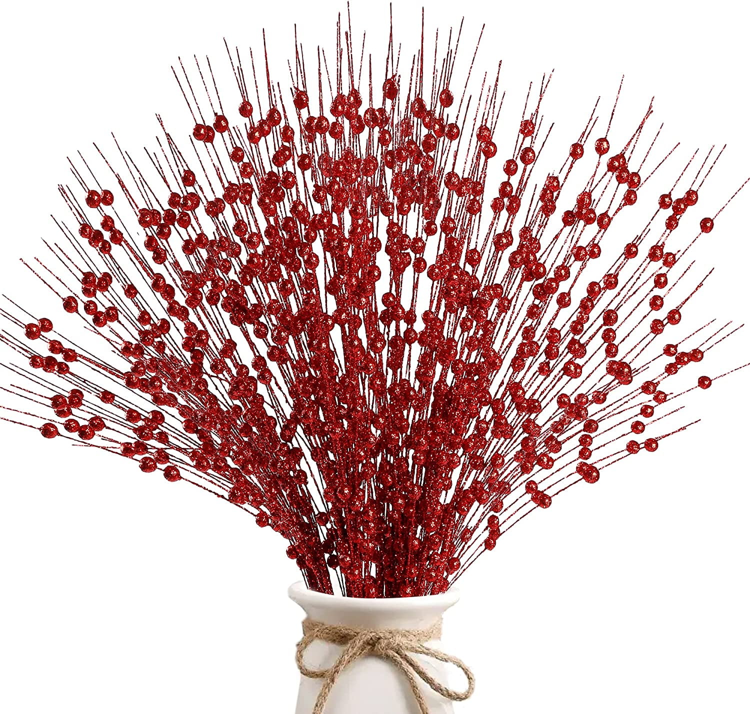 15 Pack Artificial Glitter Berry Stem Ornaments 15.7 Inches Fake ...