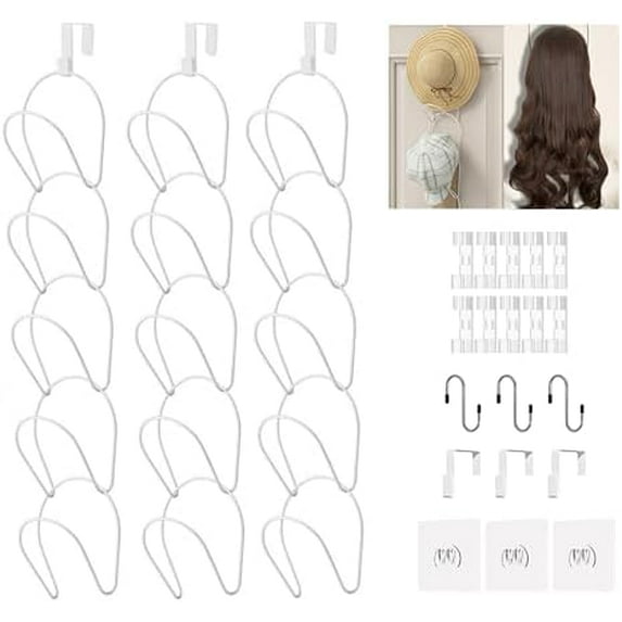 15 Pack Baseball Hat Rack Hanger Holder Organizer Multi Hook Wall ...