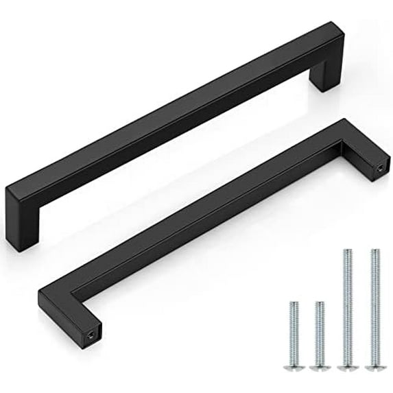 15 Pack Black Square Bar Cabinet Pulls Drawer Dresser Handles Stainless ...