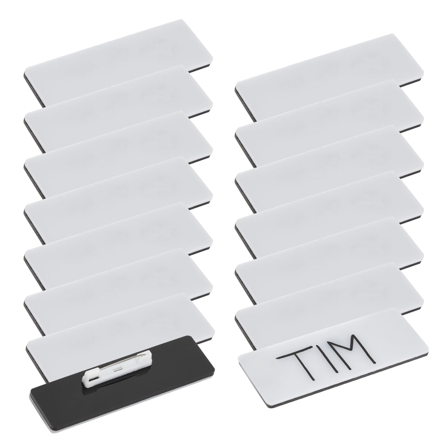 15-Pack Blank Name Tag Pin Badges, 1 x 3 inch White Blank Name Tags for ...