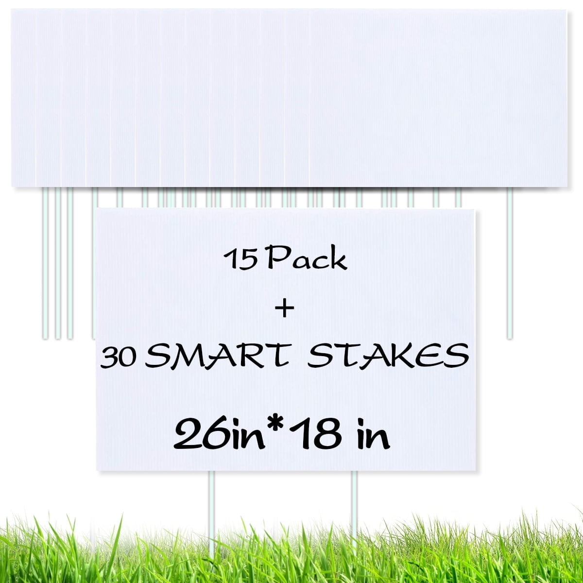 15 Pack Blank Yard Signs 18" x26" - Lawn Sign with Stakes - Water ...