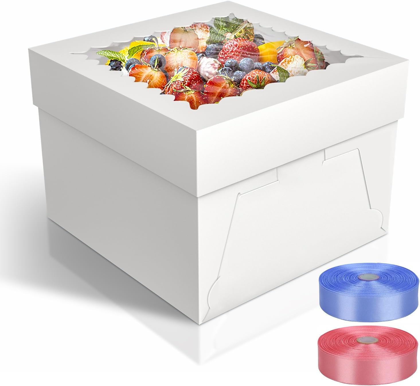 15 Pack Cake Boxes 10x10x8 Inches Tall Cake Box with Cake Boards, White ...