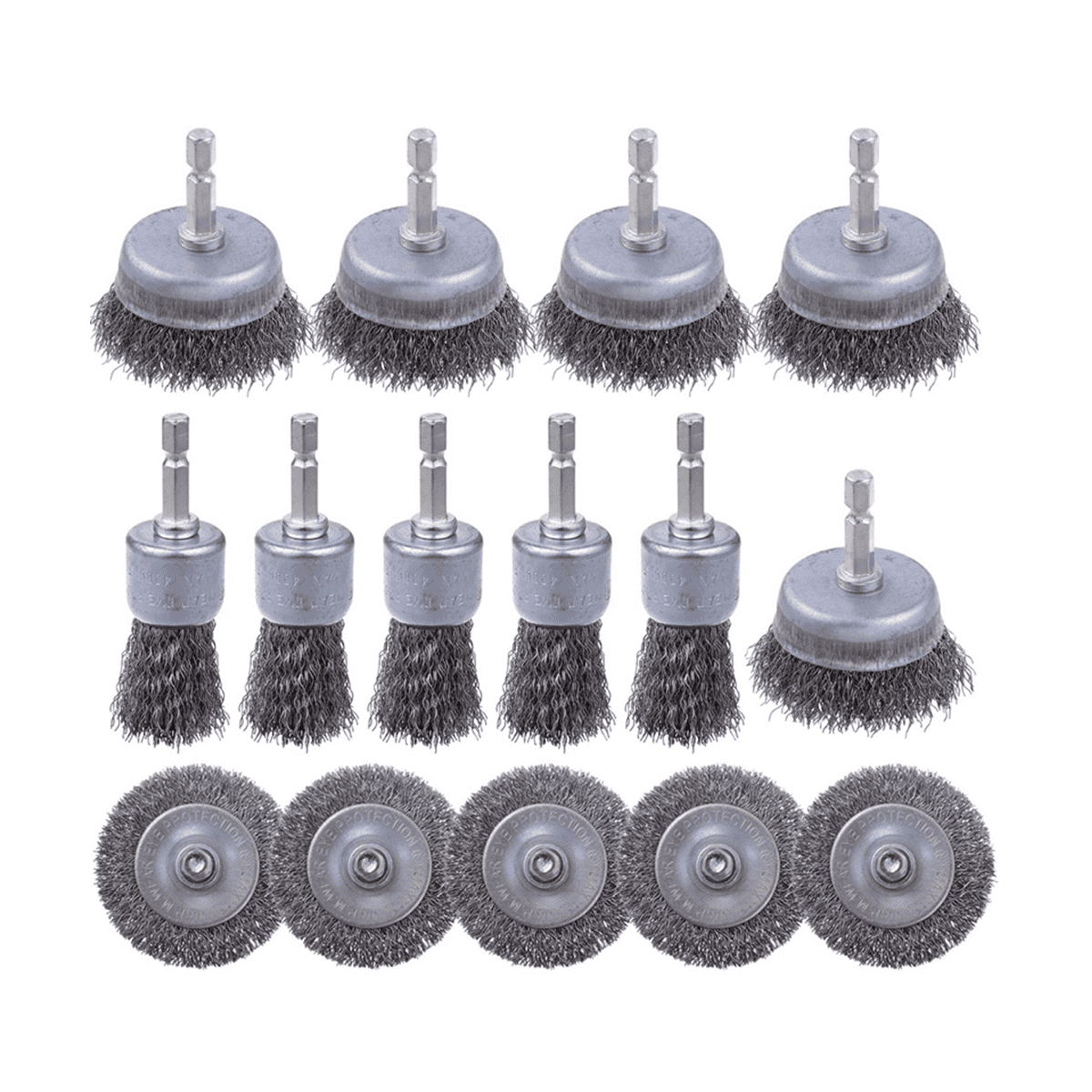 15 Pack Carbon Steel Wire Wheel Brush, Cup Pen Brush Set for Rust ...