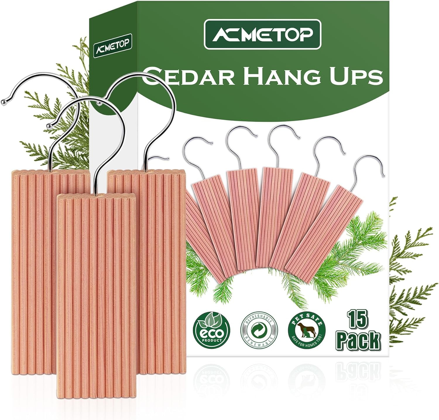 15 Pack Cedar Hang Ups, 100% Natural Cedar Blocks for Clothes Storage ...
