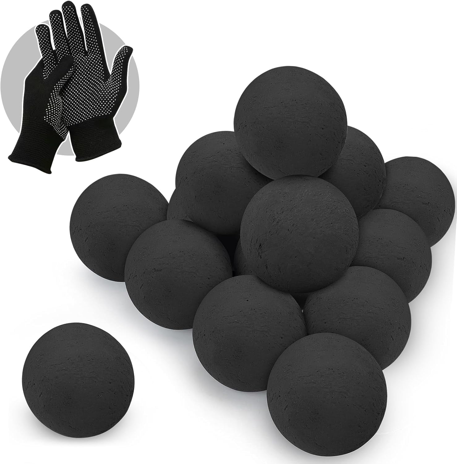 15 Pack Ceramic Fire Balls, 3” Round Fireplace Balls for Fire Pits ...
