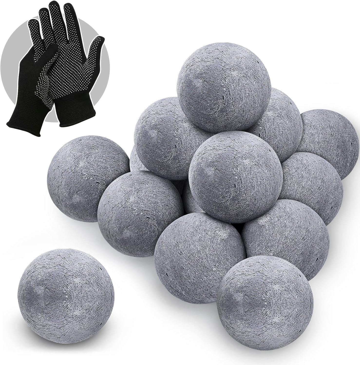 15 Pack Ceramic Fire Balls, 3” Round Fireplace Balls for Gas Fireplace ...
