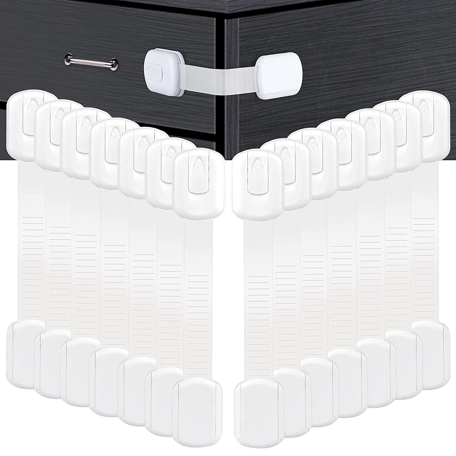 15 Pack Child Safety Locks No Drilling Baby Proofing Cabinet Latches ...