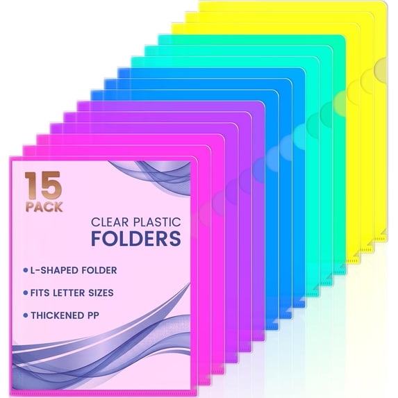 15 Pack Clear Document Folder, Plastic Sleeves for Paper 8.5 x 11 ...