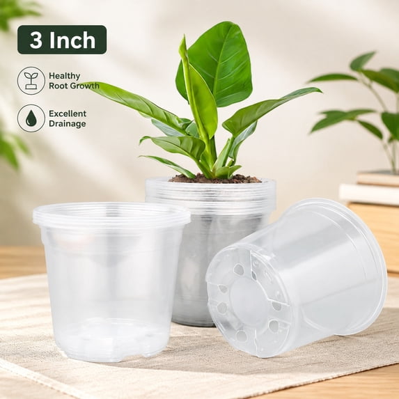 15 Pack Clear Nursery Pots with Drainage Holes, 3 Inch Transparent ...