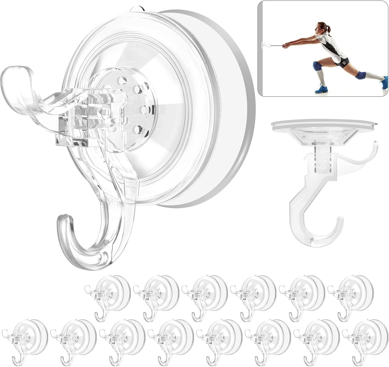 15 Pack Clear Suction Cup Hangers with Adhesive Suction Tab, Heavy Duty ...