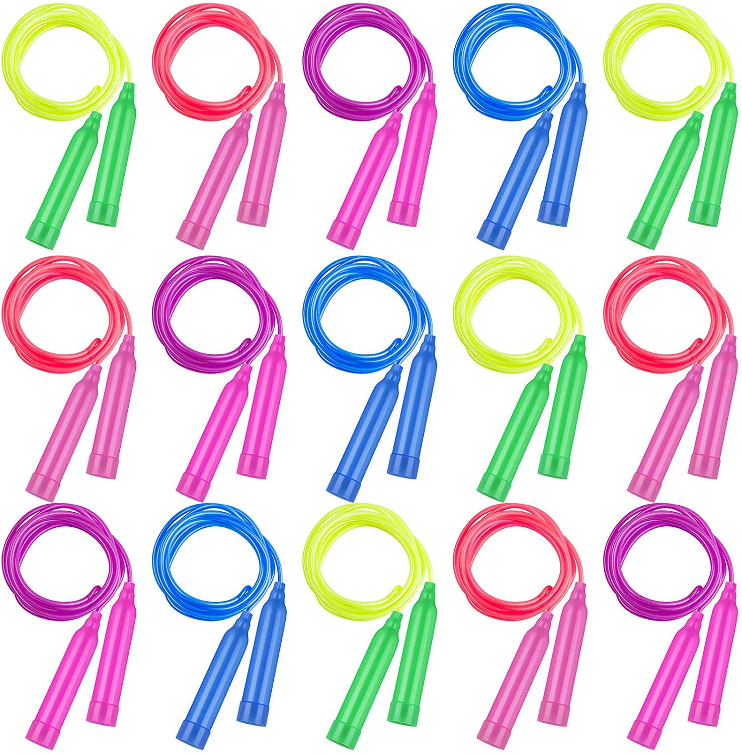 15 Pack Colorful Adjustable Plastic Jump Rope Set Outdoor Skipping ...