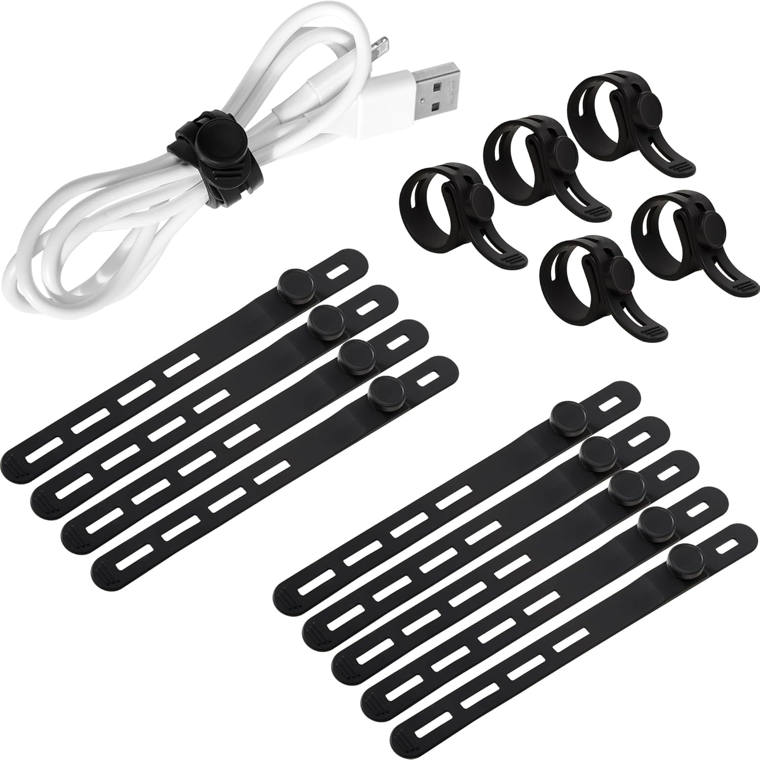 15-Pack Cord Organizer Straps, Cable Ties for Elastic Cable Management ...