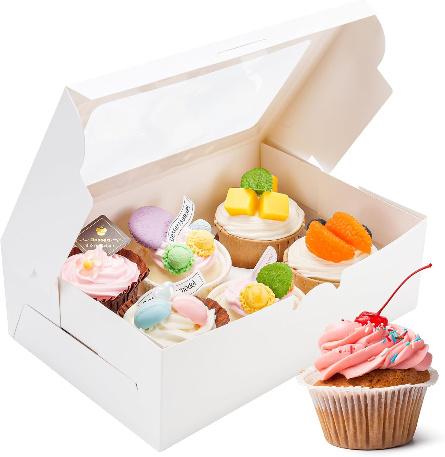 15 Pack Cupcake Boxes with Inserts 6 Holders, White Standard Bakery ...