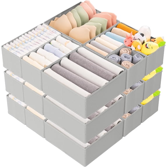 15 Pack Drawer Organizer for Clothes, Foldable Dresser Dividers with 3 ...