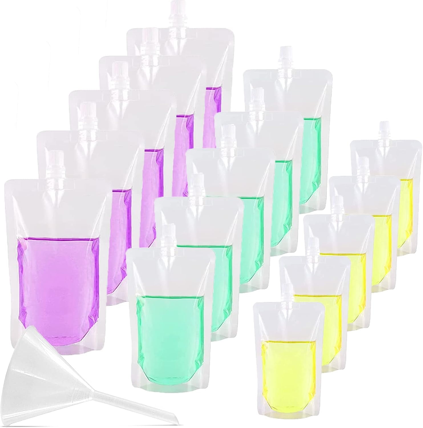 15 Pack Drinks Pouches for Festivals Stand Up Plastic Drinks Flasks ...