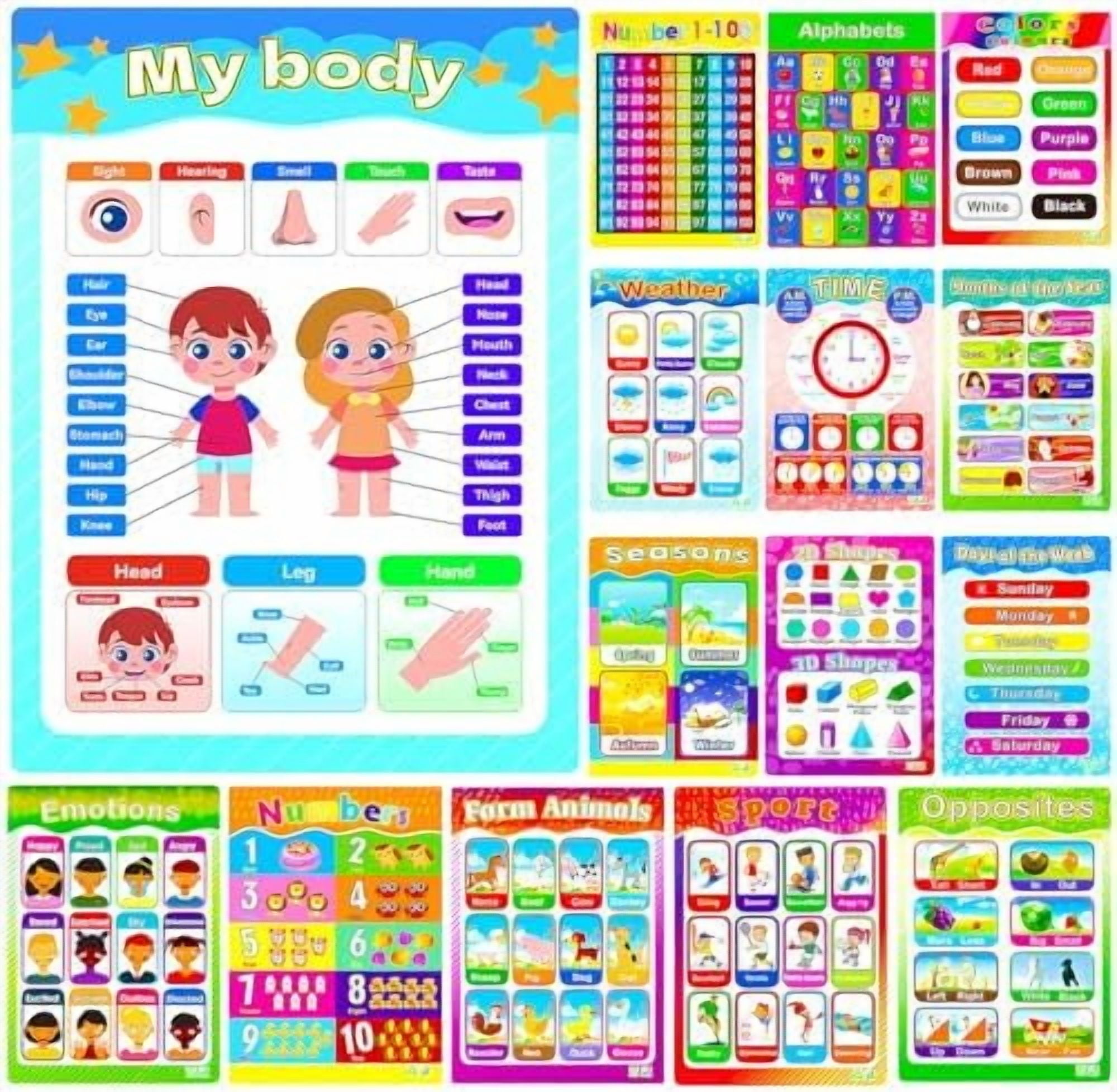 15 Pack Educational Posters for Toddler and Preschool Kids Classroom ...