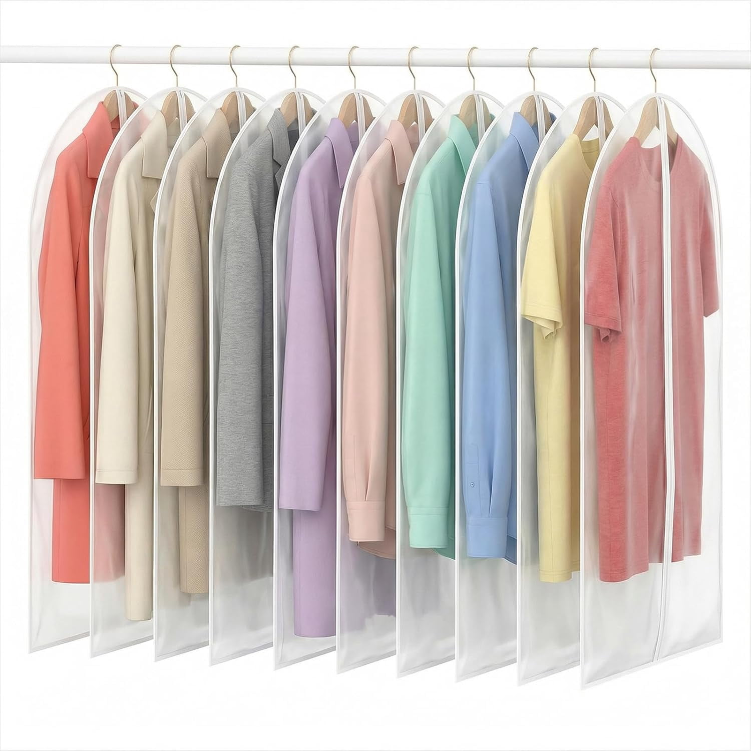 15 Pack Garment Bags for Hanging Clothes Coat Protector Zippered Covers ...