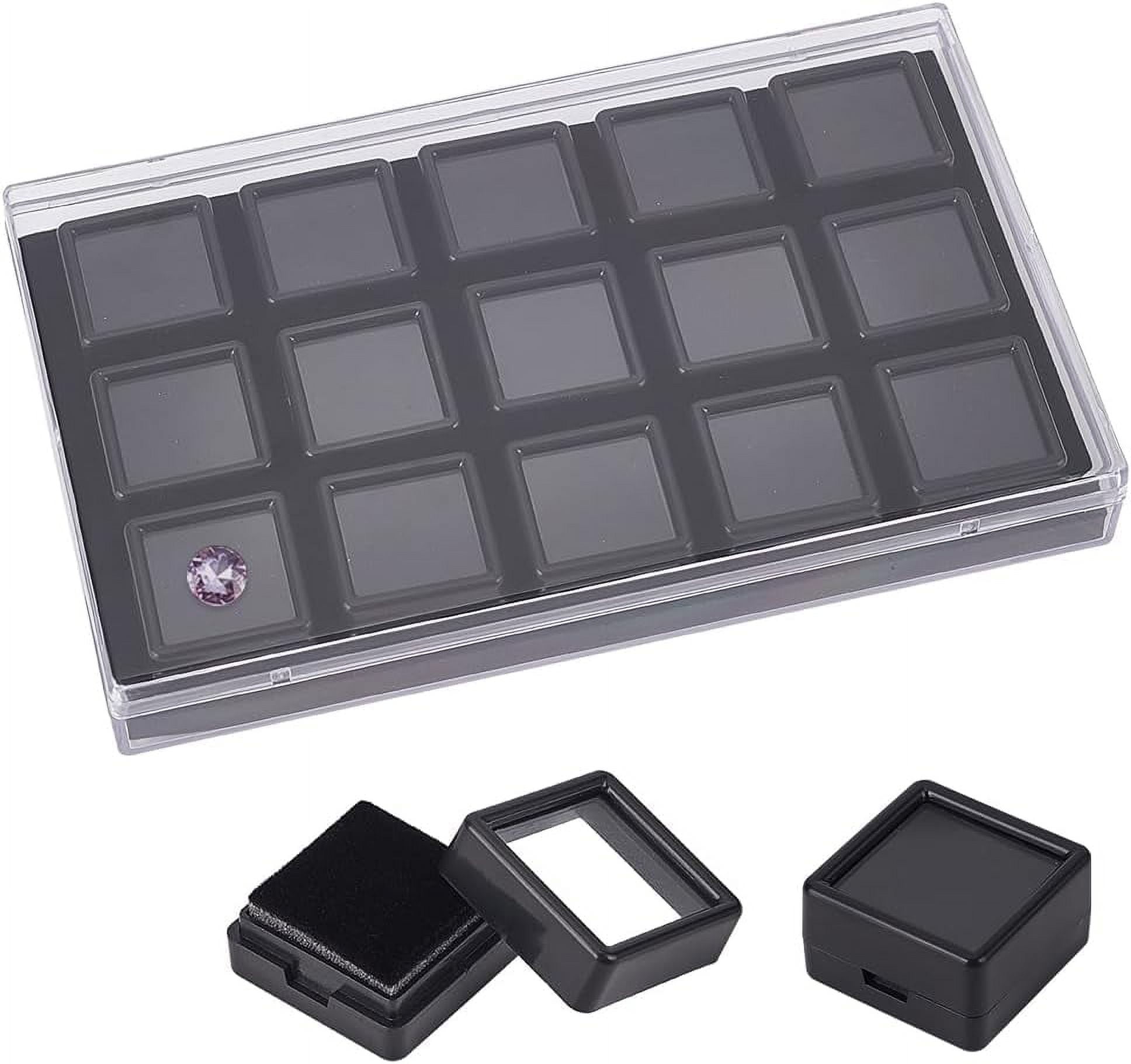 15 Pack Gemstone Display Box Black Acrylic Diamond Display Case Jewelry ...