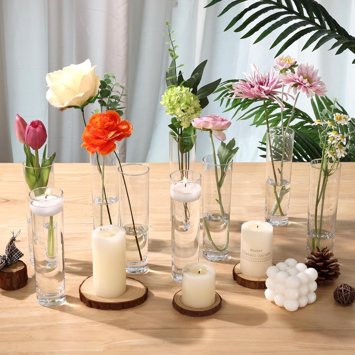 15 Pack Glass Bud Vases for Wedding Centerpieces, Handmade Party Decor ...