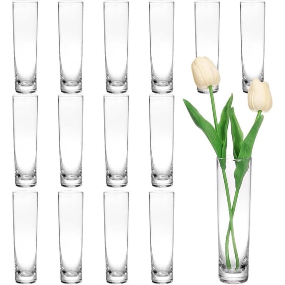 15 Pack Glass Cylinder Bud Flower Vases for Centerpieces Clear Small ...