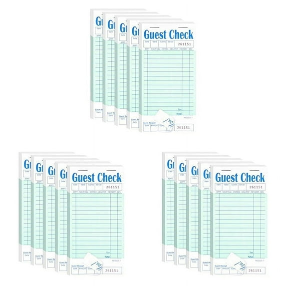 15 Pack Guest Check Books, Server Note Pads for Restaurant, Green ...