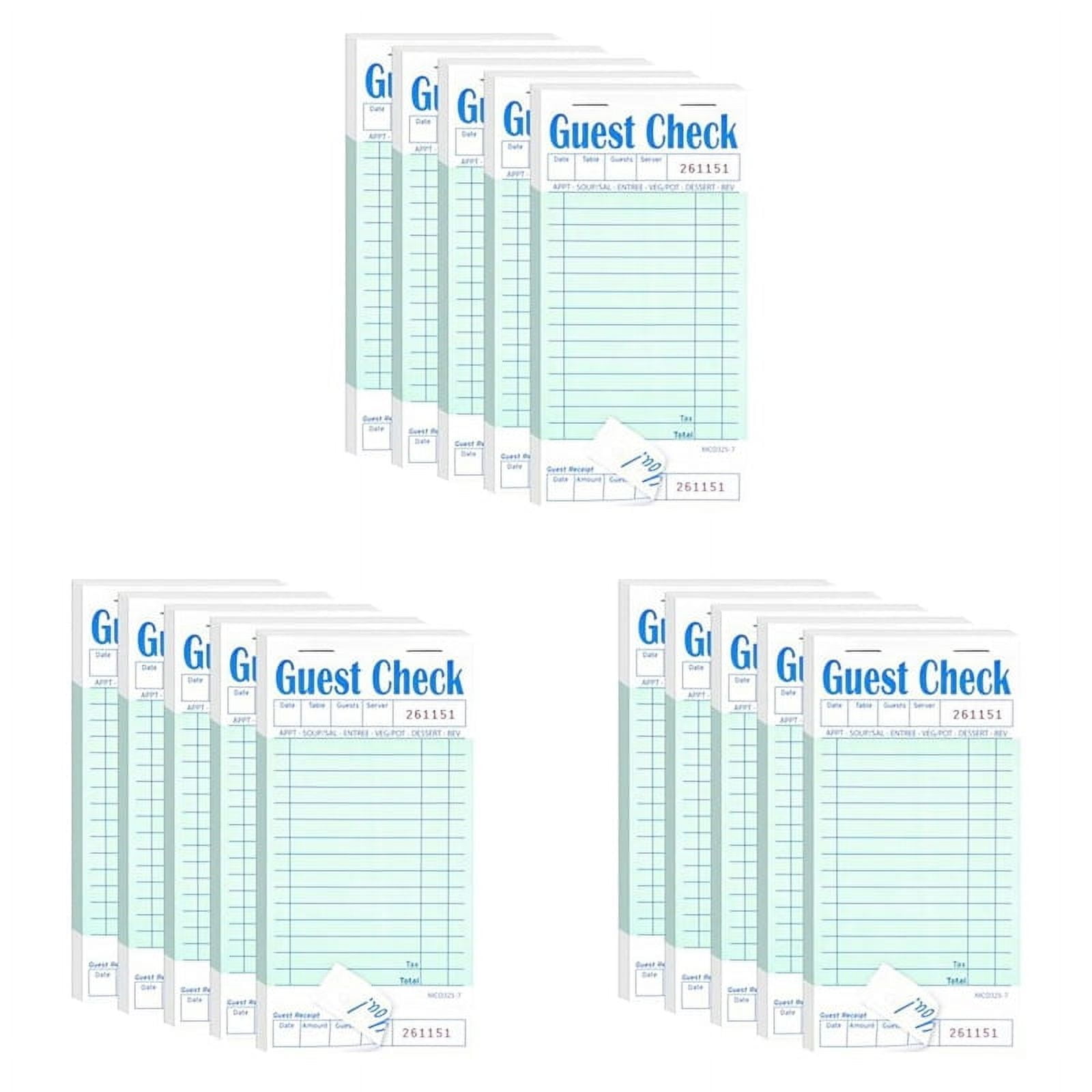 15 Pack Guest Check Books, Server Note Pads for Restaurant, Green ...